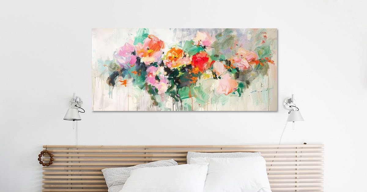 Bloemen Schilderij van De Mooiste Kunst op canvas, behang en meer